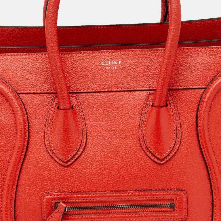 Celine Orange Leather Mini Luggage Tote at 1stDibs