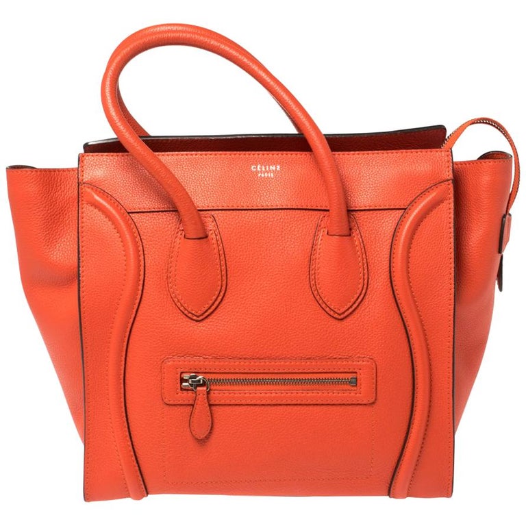 Celine Orange Leather Mini Luggage Tote at 1stDibs | celine orange bag