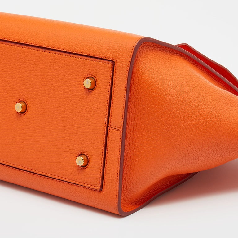 Celine Orange Leather Small Tie Tote at 1stDibs