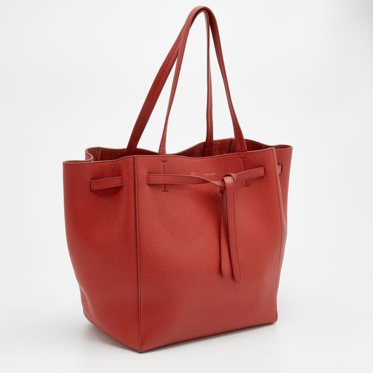 Celine Orange Soft Grained Leather Small Cabas Phantom Tote For Sale at ...