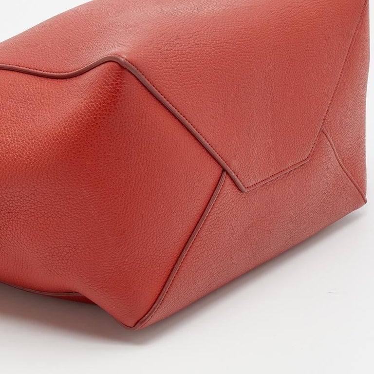 Celine Orange Soft Grained Leather Small Cabas Phantom Tote For Sale at ...