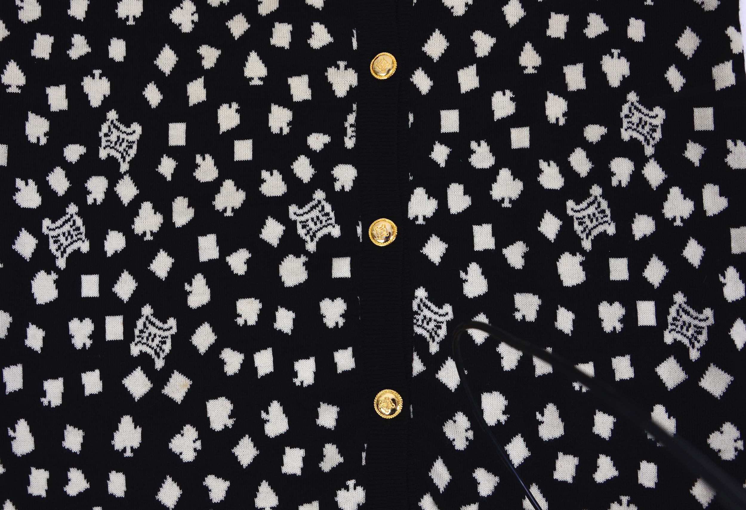 Celine Paris 1980s vintage black and white gold buttons logo cardigan ...