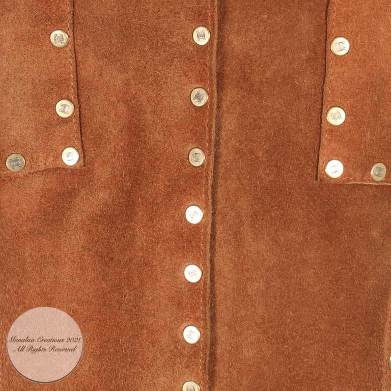 Celine Paris Vest Suede Leather with Logo Rivets Made in France Size 38 ...