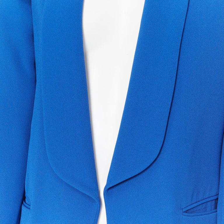 CELINE PHOEBE PHILO 100% silk cobalt blut shawl collar blazer jacket ...