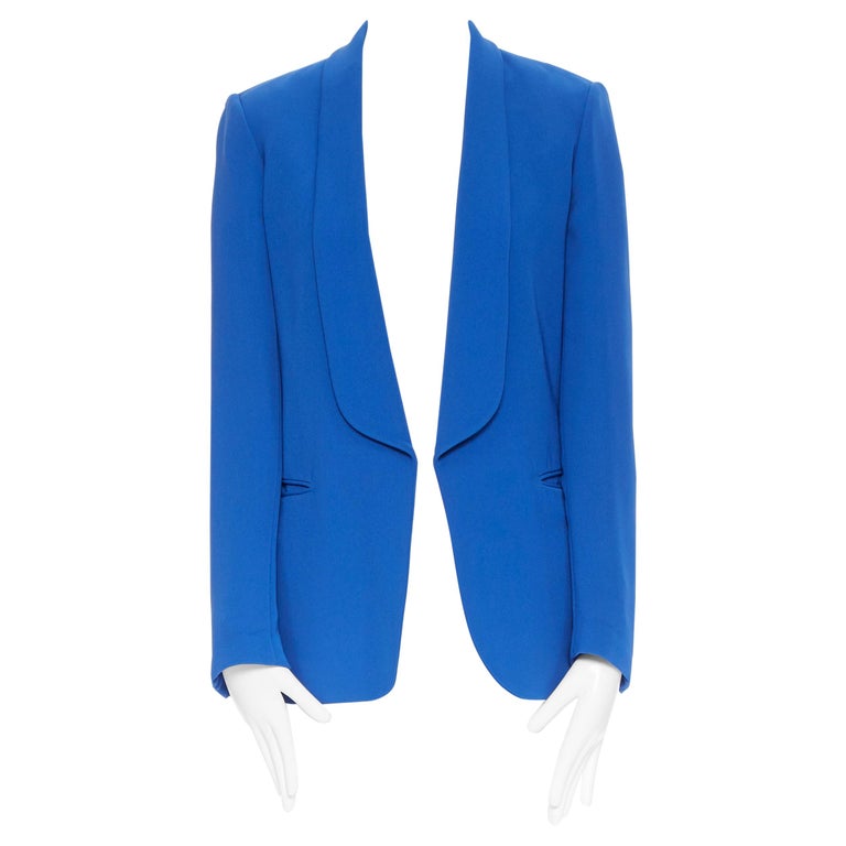 CELINE PHOEBE PHILO 100% silk cobalt blut shawl collar blazer jacket ...