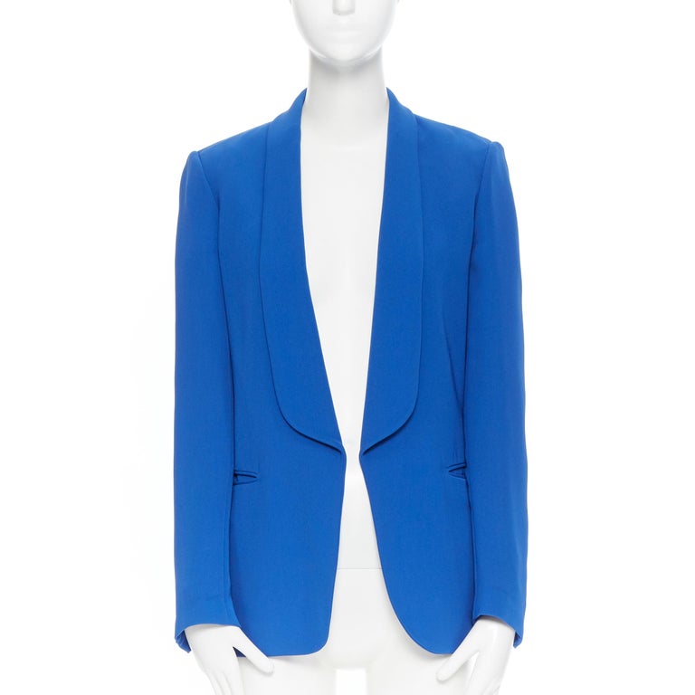CELINE PHOEBE PHILO 100% silk cobalt blut shawl collar blazer jacket ...