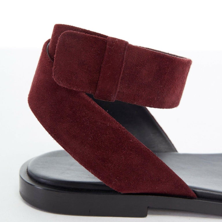 CELINE PHOEBE PHILO burgundy suede leather clear PVC flat sandals EU36 ...