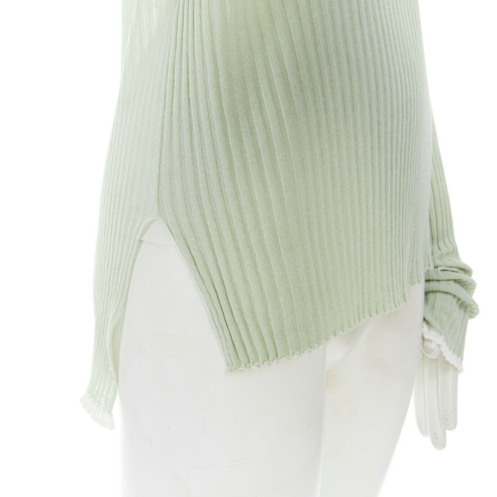 CELINE PHOEBE PHILO mint green ribbed sheer back step hem sweater top M at 1stDibs | mint green ...