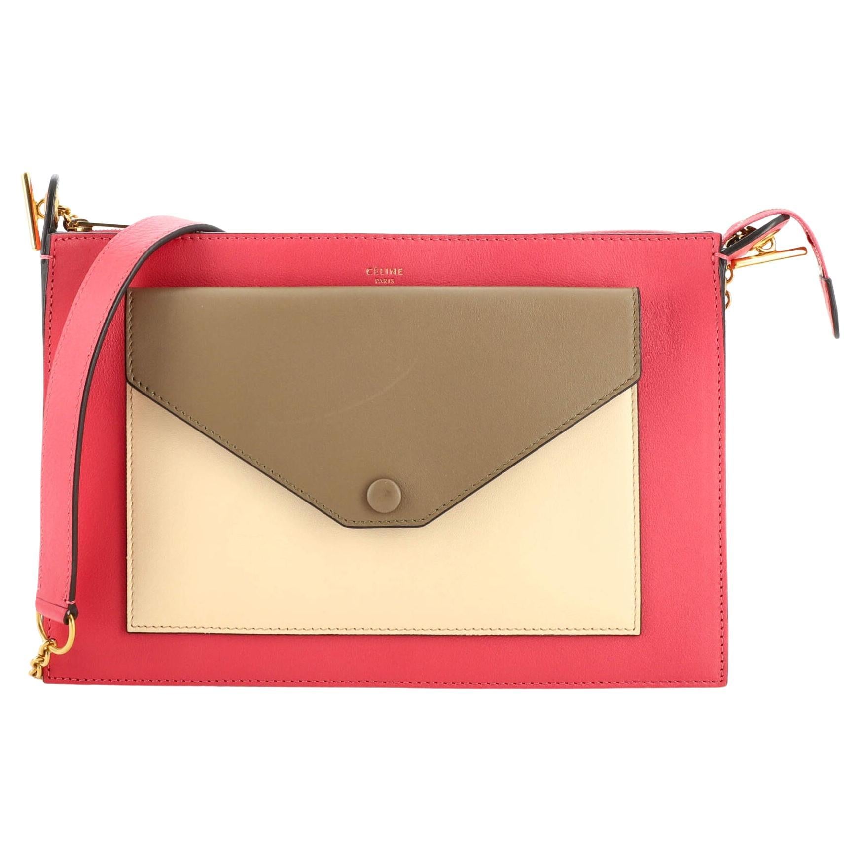 Celine Vintage Cognac Ostrich 2 in 1 Evening Clutch Chain Shoulder Flap ...