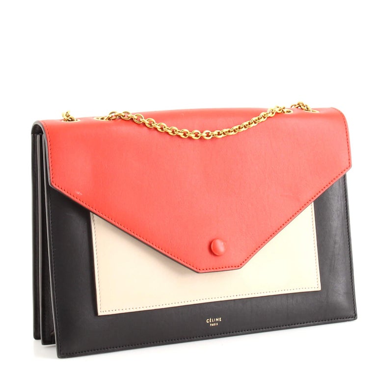 Celine Pocket Envelope Shoulder Bag Leather Medium For Sale at 1stDibs