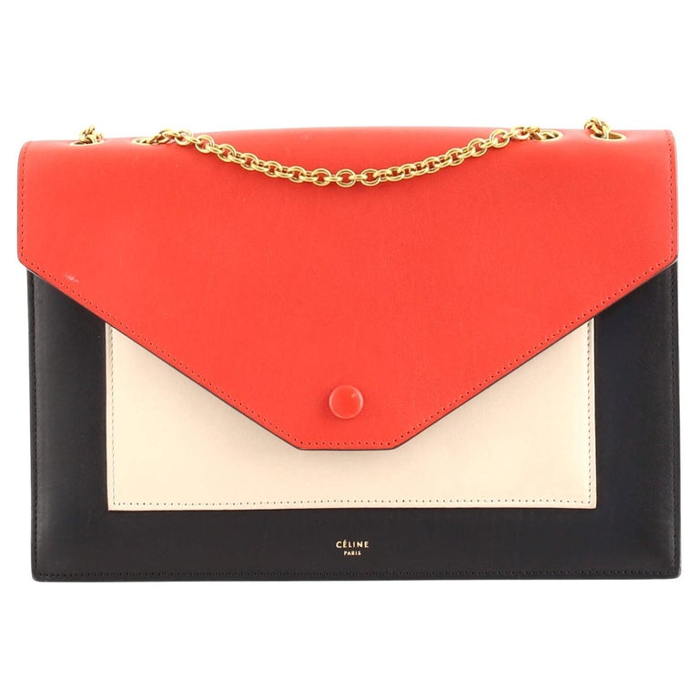 Celine Pocket Envelope Shoulder Bag Leather Medium For Sale at 1stDibs