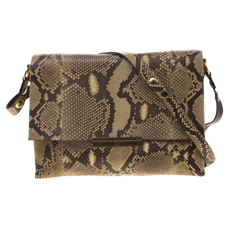Celine Python Brown Blade Flap Handbag For Sale at 1stDibs