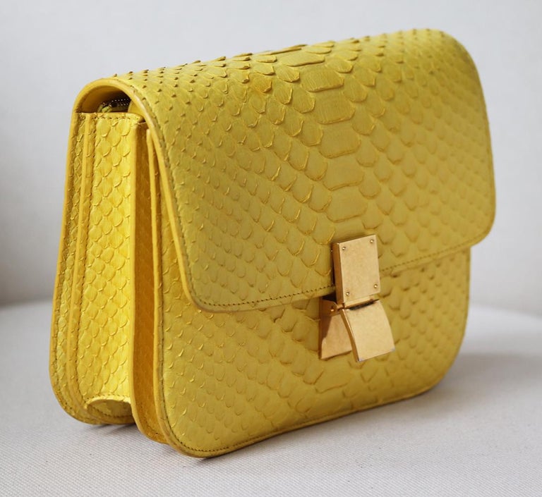 Celine Python Leather Medium Classic Box Bag For Sale at 1stDibs
