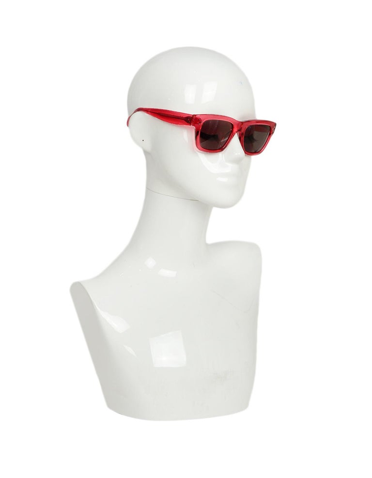Celine Red Acetate Square Frame Sunglasses For Sale at 1stDibs