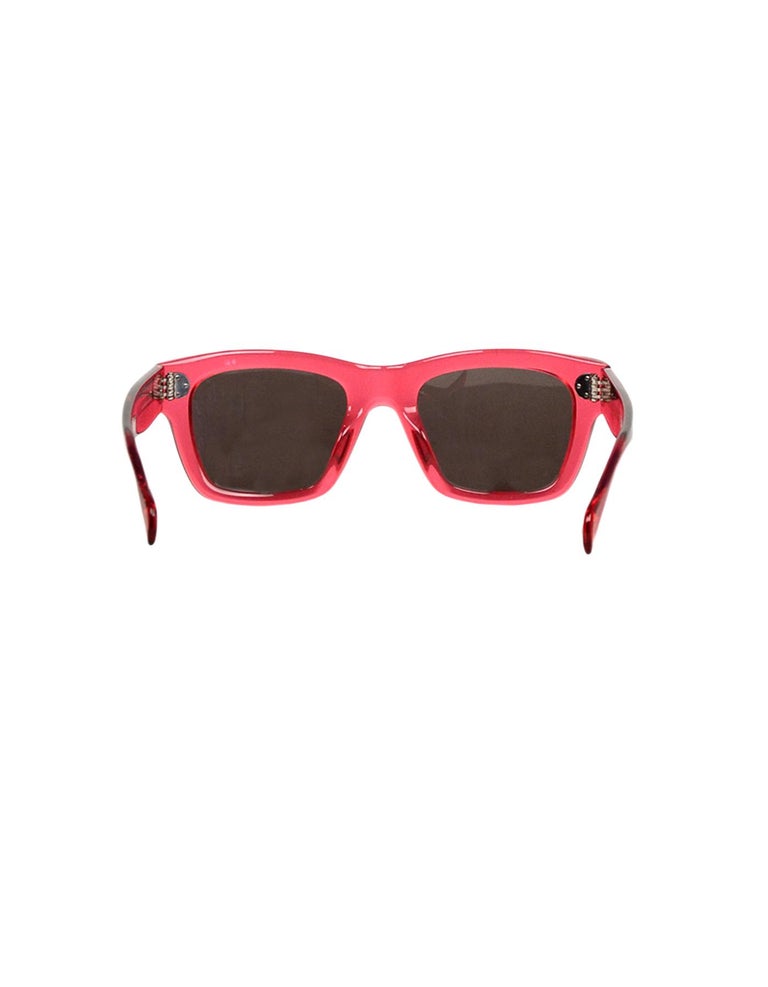 Celine Red Acetate Square Frame Sunglasses For Sale at 1stDibs