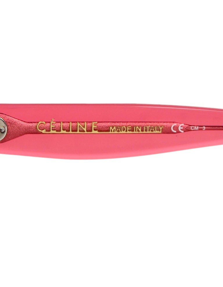 Celine Red Acetate Square Frame Sunglasses For Sale at 1stDibs