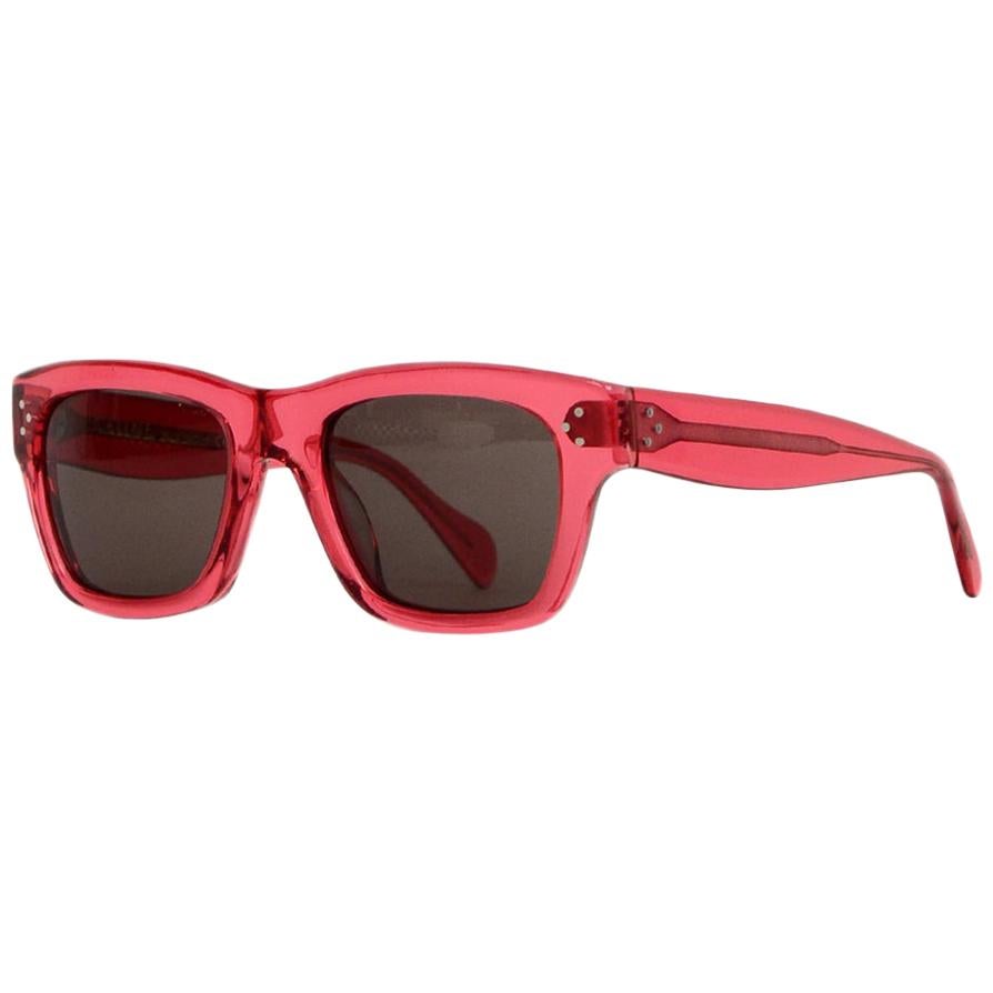 Celine Red Acetate Square Frame Sunglasses For Sale at 1stDibs