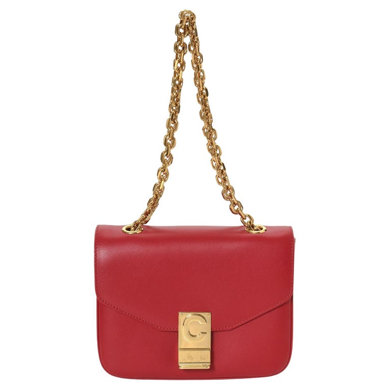 Celine Red C Chain Shoulder Bag Small For Sale at 1stDibs