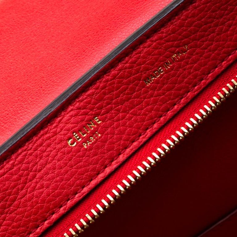 Celine Red Leather and Suede Medium Trapeze Top Handle Bag at 1stDibs