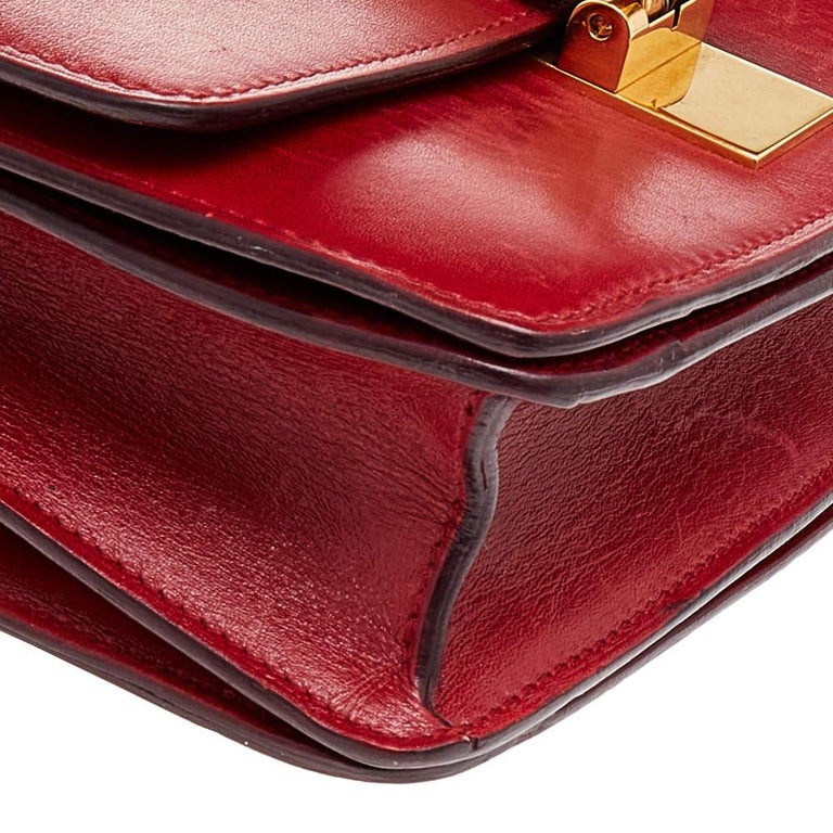 Celine Red Leather Small Classic Box Flap Bag For Sale at 1stDibs