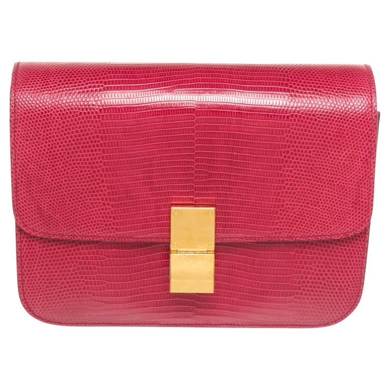 Celine Red Lizard Skin Leather Medium Box Shoulder Bag at 1stDibs
