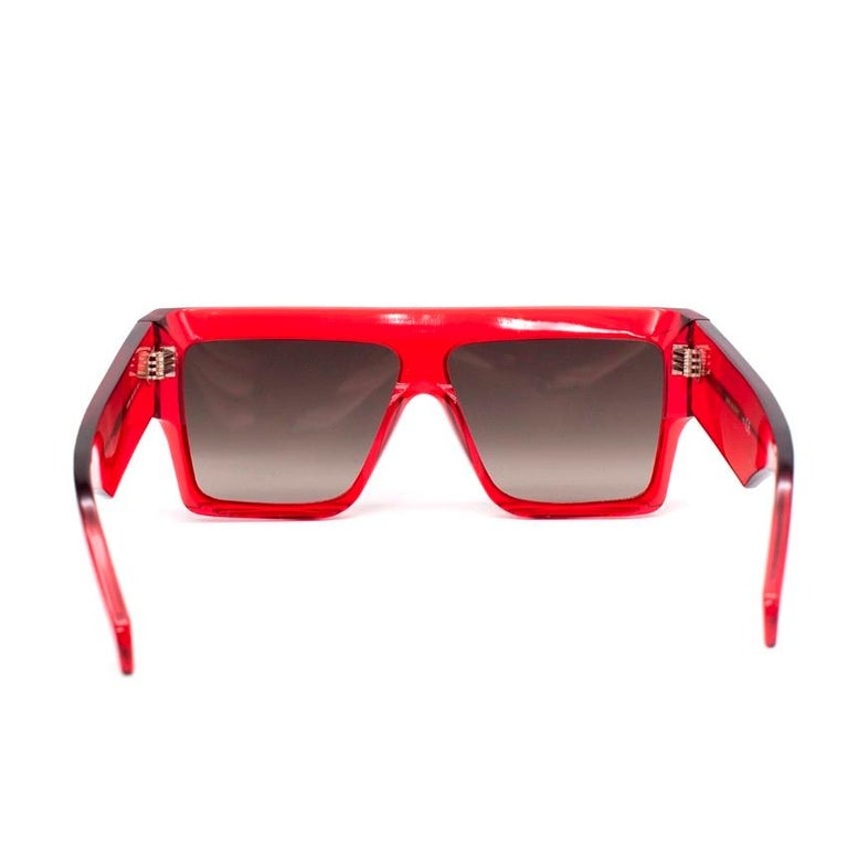Celine Red Square Acetate Sunglasses For Sale at 1stDibs | red celine ...