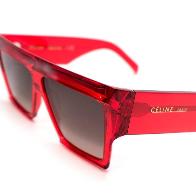 Celine Red Square Acetate Sunglasses For Sale at 1stDibs | red celine ...