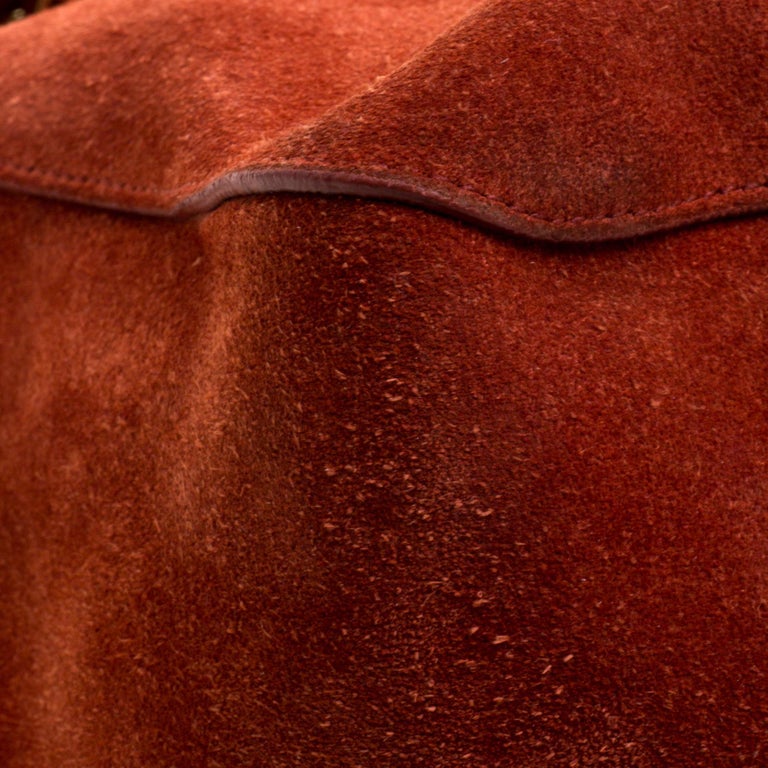 Celine Red Suede Gourmette Shoulder Bag For Sale at 1stDibs