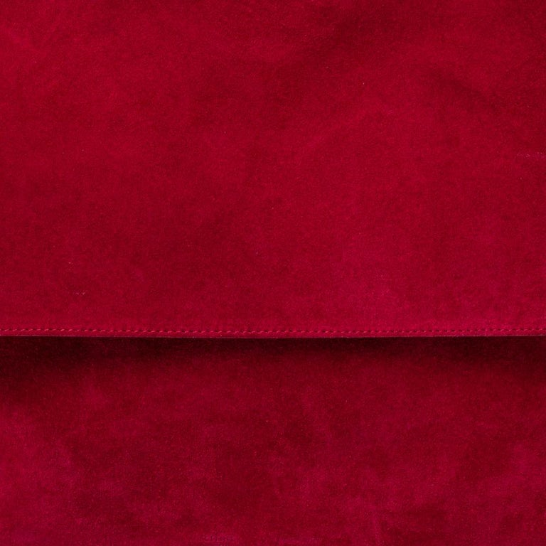 Celine Red Suede Gourmette Shoulder Bag at 1stDibs
