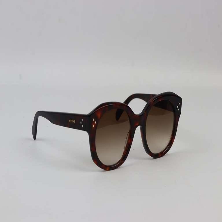 Celine Round Frame Tortoiseshell Acetate Sunglasses For Sale at 1stDibs