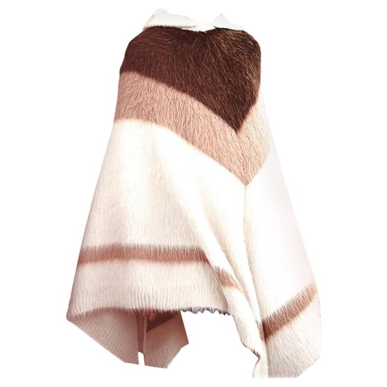 Celine Runway Striped Alpaca Blend Hooded Knit Poncho - Size XS at ...