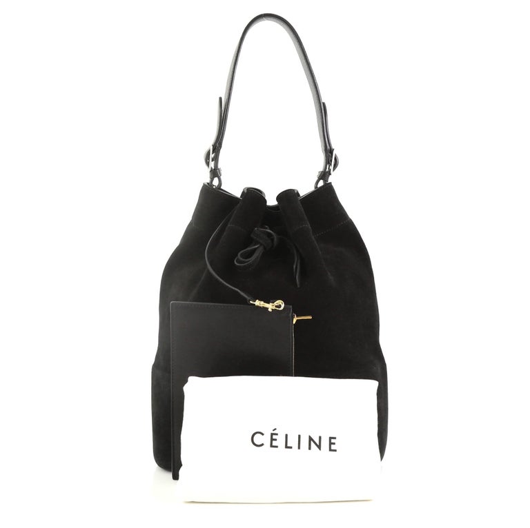 Celine Seau Drawstring Bag Suede at 1stDibs