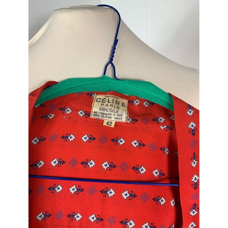 Celine Silk Blouse in Red For Sale at 1stDibs