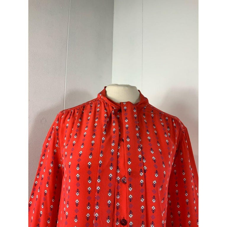 Celine Silk Blouse in Red For Sale at 1stDibs