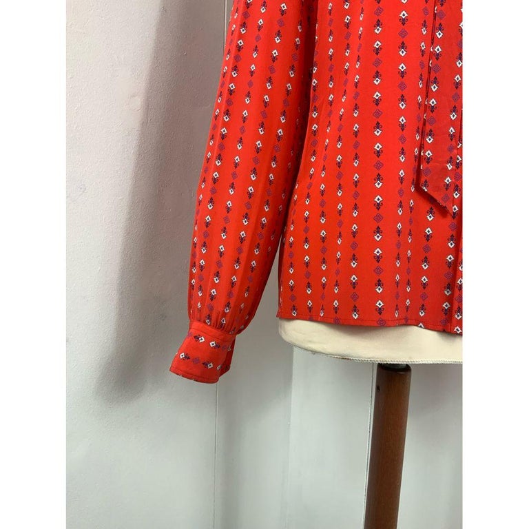 Celine Silk Blouse in Red For Sale at 1stDibs