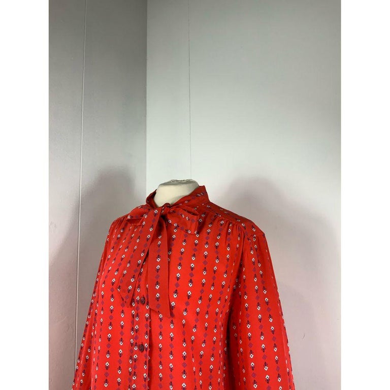 Celine Silk Blouse in Red For Sale at 1stDibs
