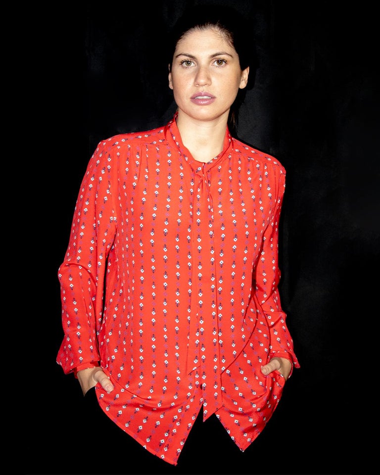 Celine Silk Blouse in Red For Sale at 1stDibs