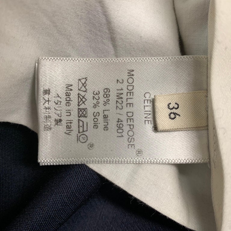 CELINE Size 4 Navy Wool and Silk Solid Wide Leg Dress Pants For Sale at ...