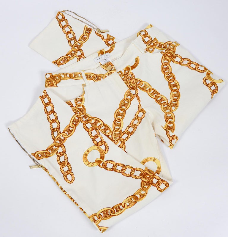 Celine spring 2004 Michael Kors signature chain print cropped pants For ...