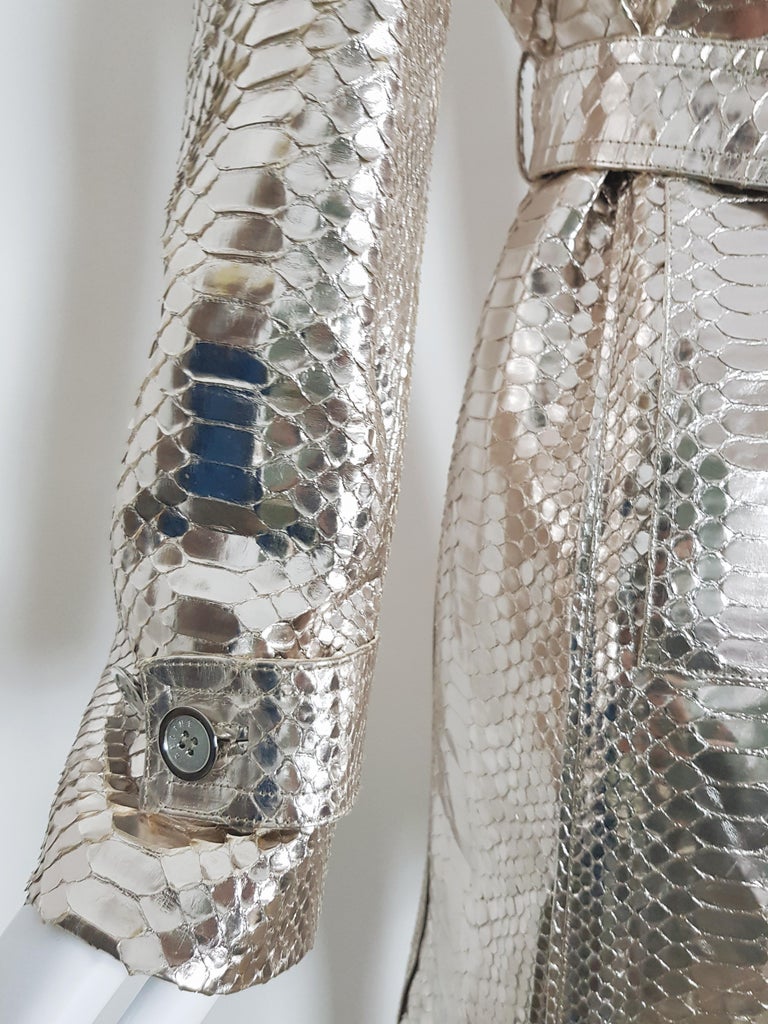 CÉLINE SS 2007 runway silver python Trench Coat For Sale at 1stDibs