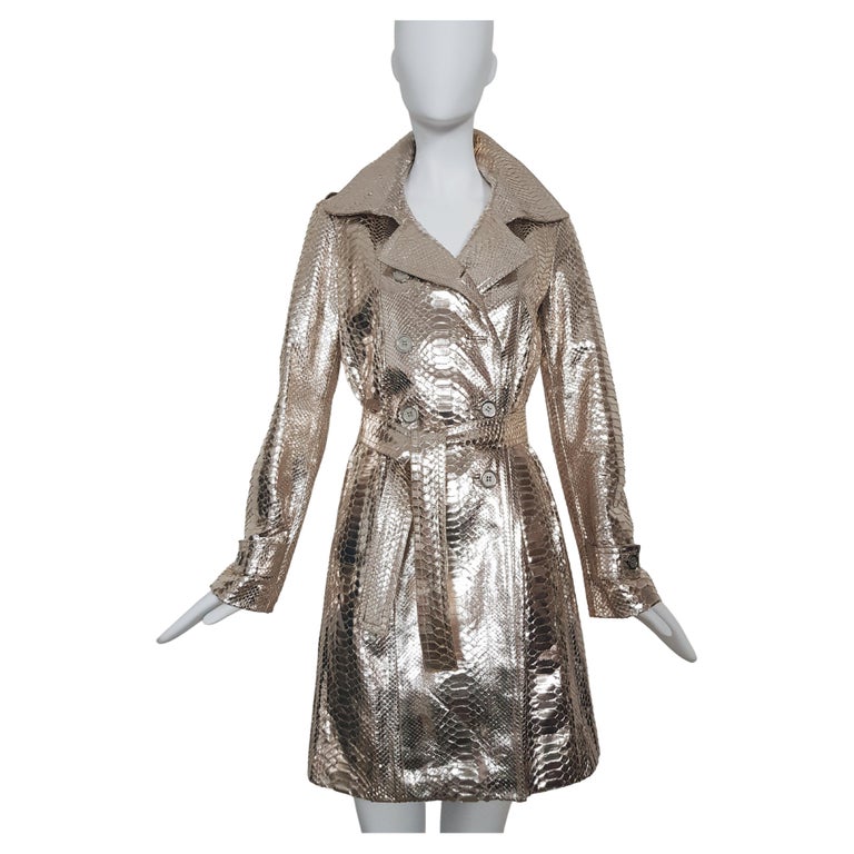 CÉLINE SS 2007 runway silver python Trench Coat at 1stDibs
