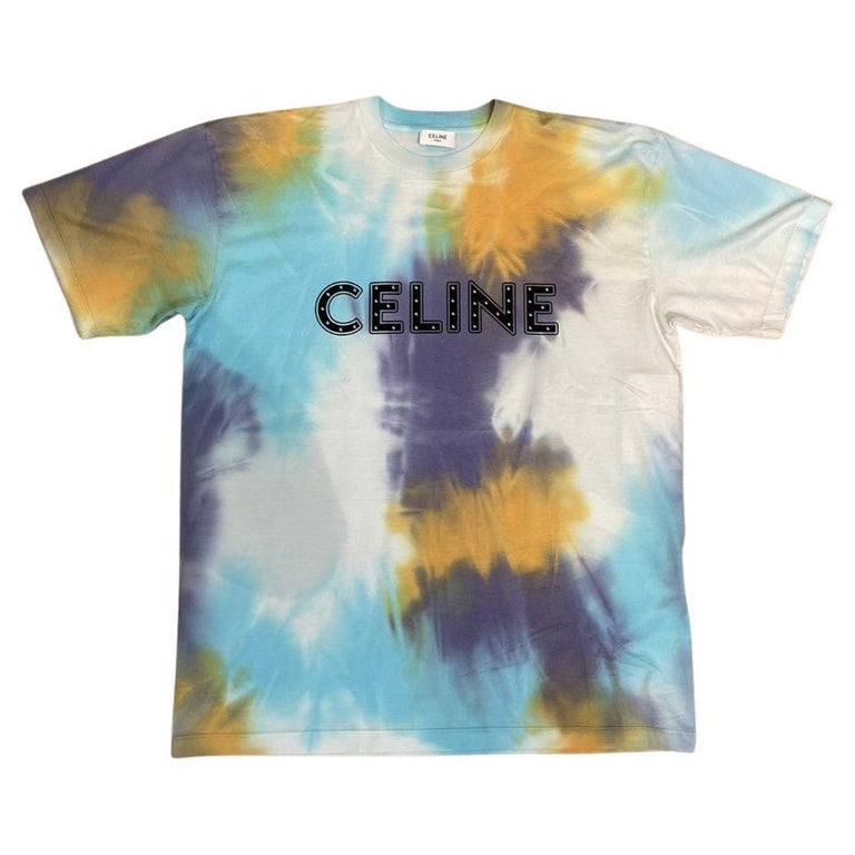 Celine Studded Logo Tie Dye Short Sleeve Tee For Sale at 1stDibs