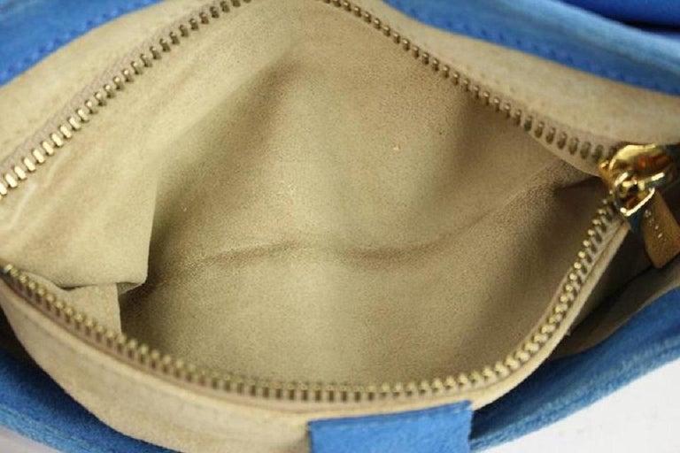 Céline Suede Fish Fringe 95cel902 Blue Satchel at 1stDibs