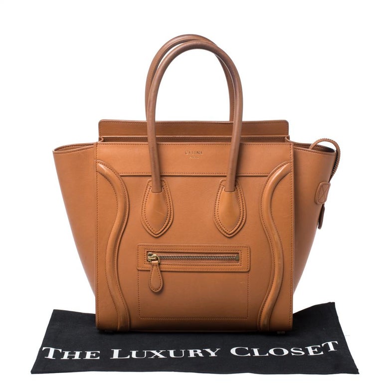 Celine Tan Leather Micro Luggage Tote For Sale at 1stDibs