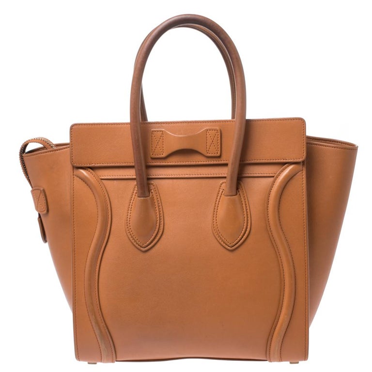 Celine Tan Leather Micro Luggage Tote For Sale at 1stDibs