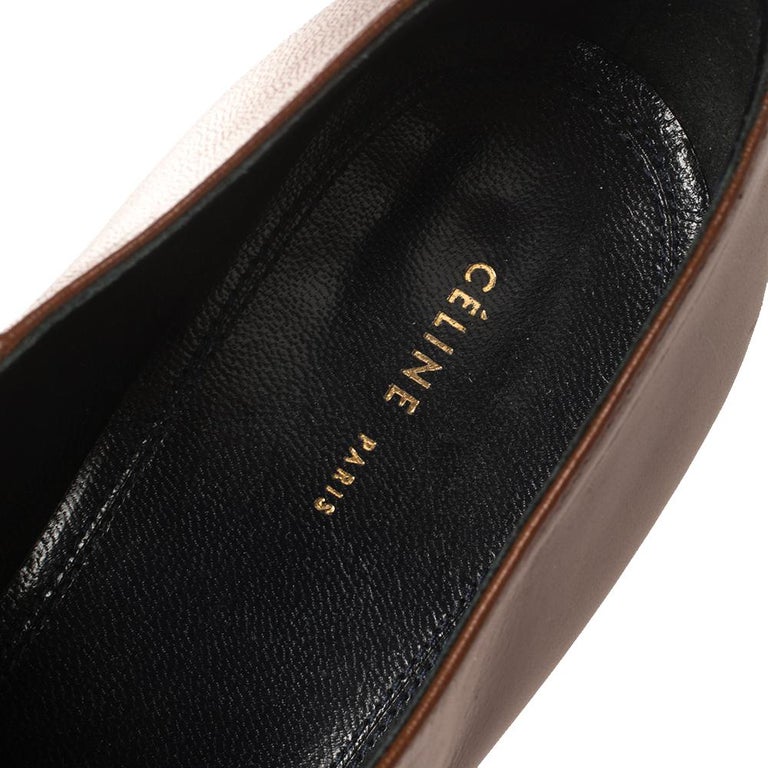 Celine Tan Leather Square Toe Platform Booties Size 37 at 1stDibs