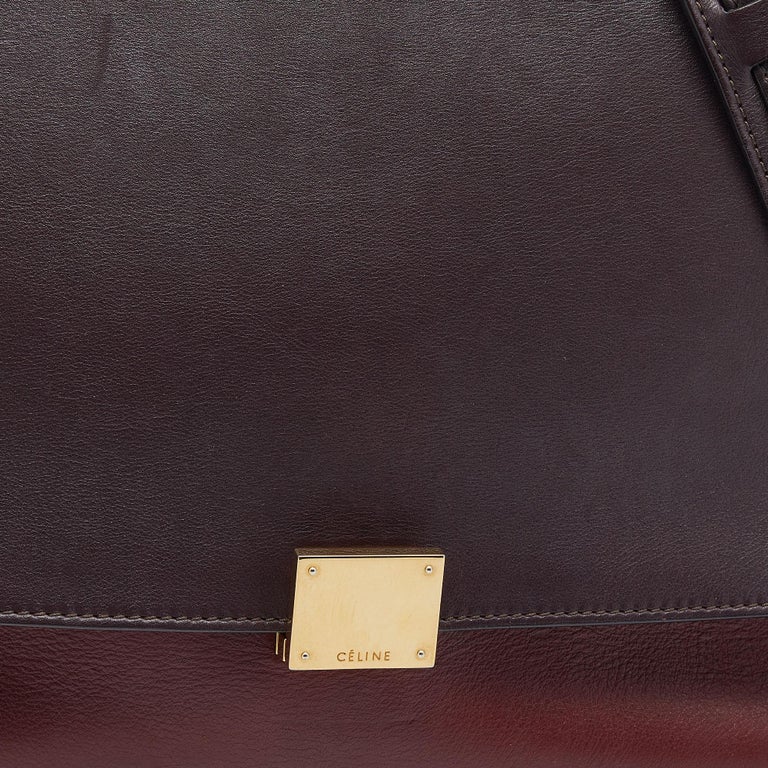 Celine Tri Color Leather And Canvas Medium Trapeze Bag at 1stDibs