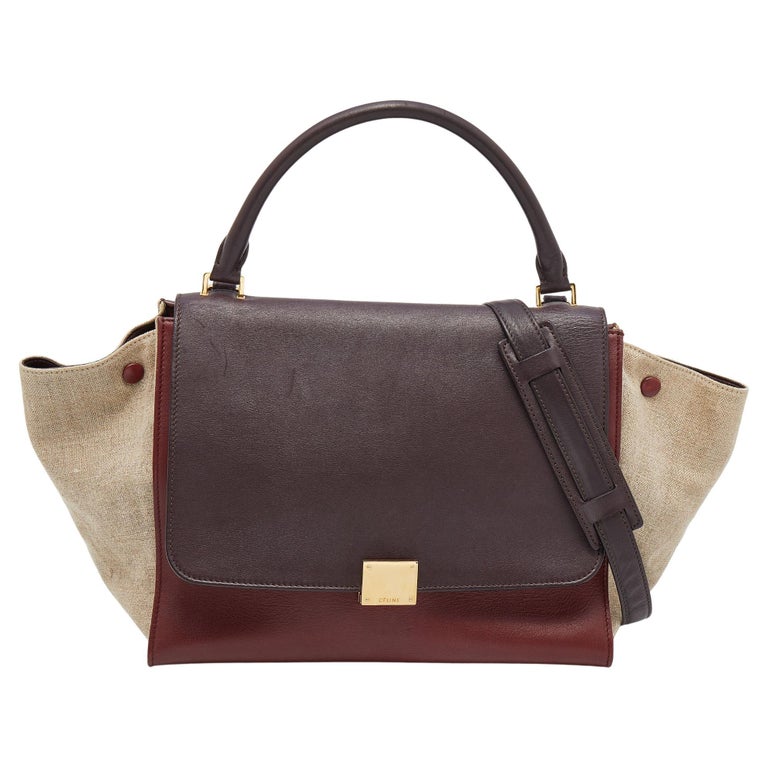 Celine Tri Color Leather And Canvas Medium Trapeze Bag at 1stDibs