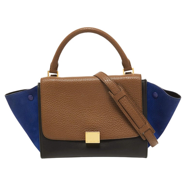 Celine Tri Color Leather and Nubuck Small Trapeze Top Handle Bag For ...