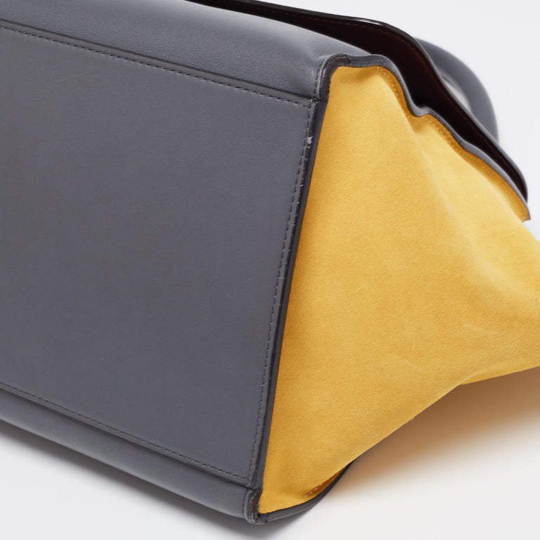 Celine Tri Color Leather and Suede Medium Trapeze Bag at 1stDibs